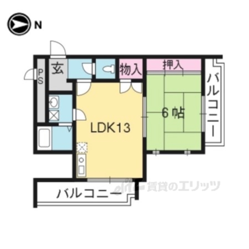 ヴェールハイツスミヨ 京都府宇治市伊勢田町南山 (5.6万円／1LDK (和室6 LDK13)／44.4㎡)｜賃貸物件(賃貸マンション・アパート・一戸建て)の住宅情報・お部屋探しならYahoo!不動産