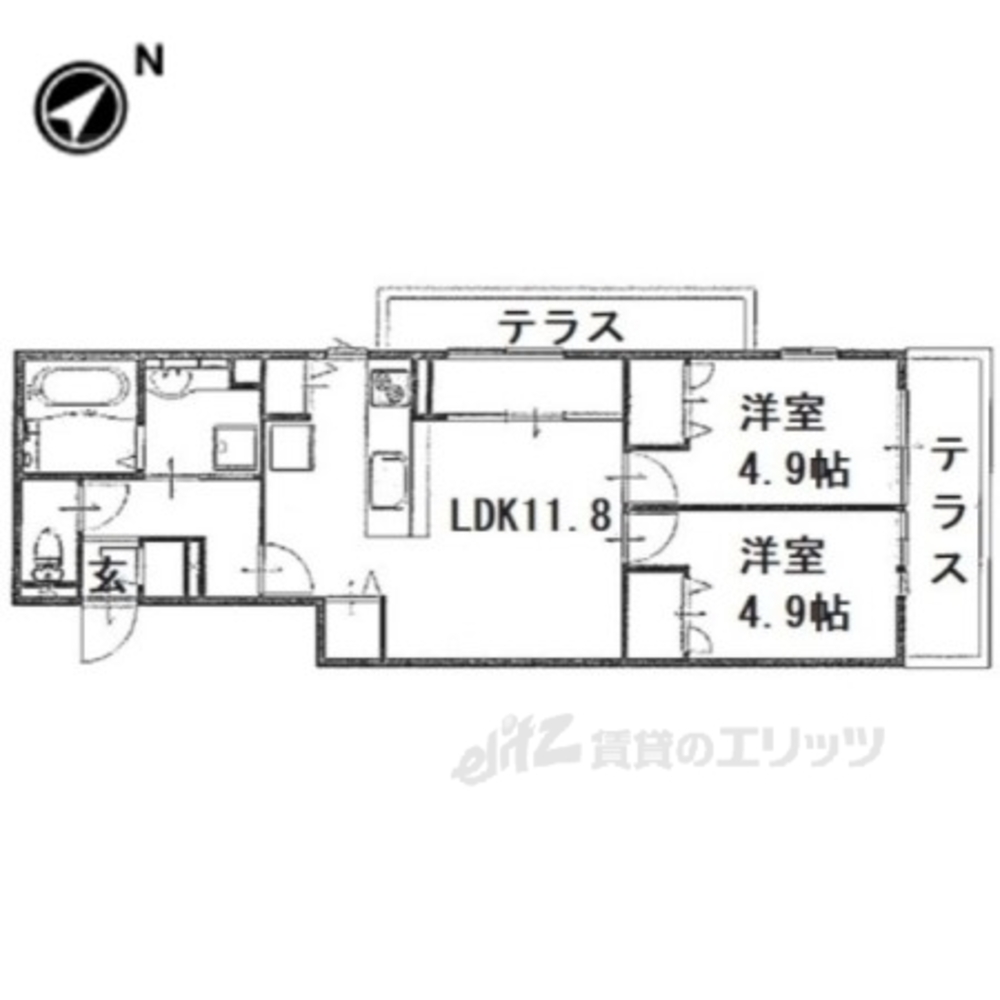 グランディールA＆N2 京都府京都市左京区下鴨下川原町 (17万円／2LDK (洋室4.9 洋室4.9 LDK11.8)／56.51㎡)｜賃貸物件(賃貸マンション・アパート・一戸建て)の住宅 ...