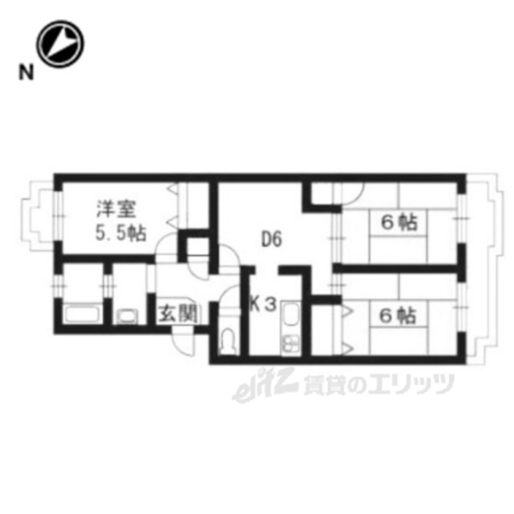 東海道本線（JR西日本） 桂川駅 地上4階建て 築41年 京都府京都市南区吉祥院石原南町 (6万円／3DK (和室6 和室6 洋室5.5 D6 K3)／60.54㎡)｜賃貸物件(賃貸マンション ...
