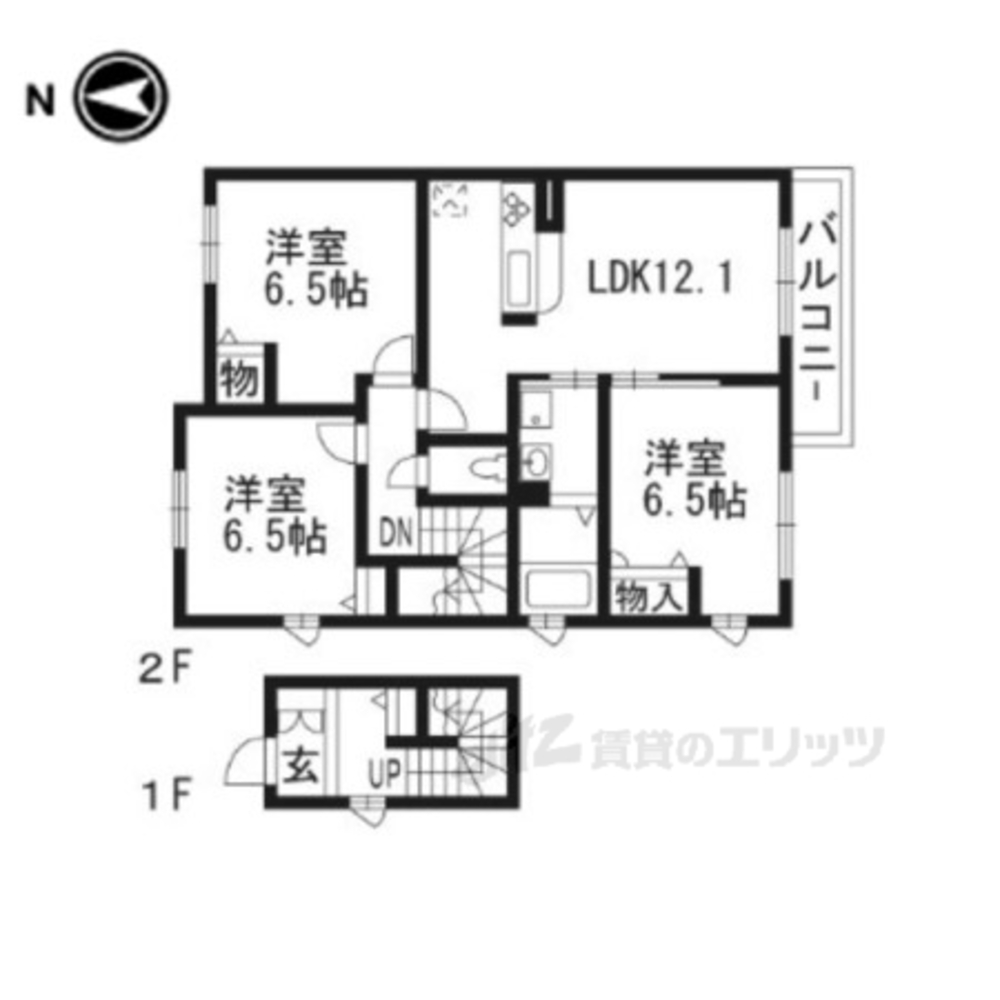 ハープアベニュー鶏冠井SOUTH 京都府向日市鶏冠井町 (11.7万円／3LDK (洋室6.5 洋室6.5 洋室6.5 LDK12.1)／77.16㎡)｜賃貸物件(賃貸マンション・アパート ...