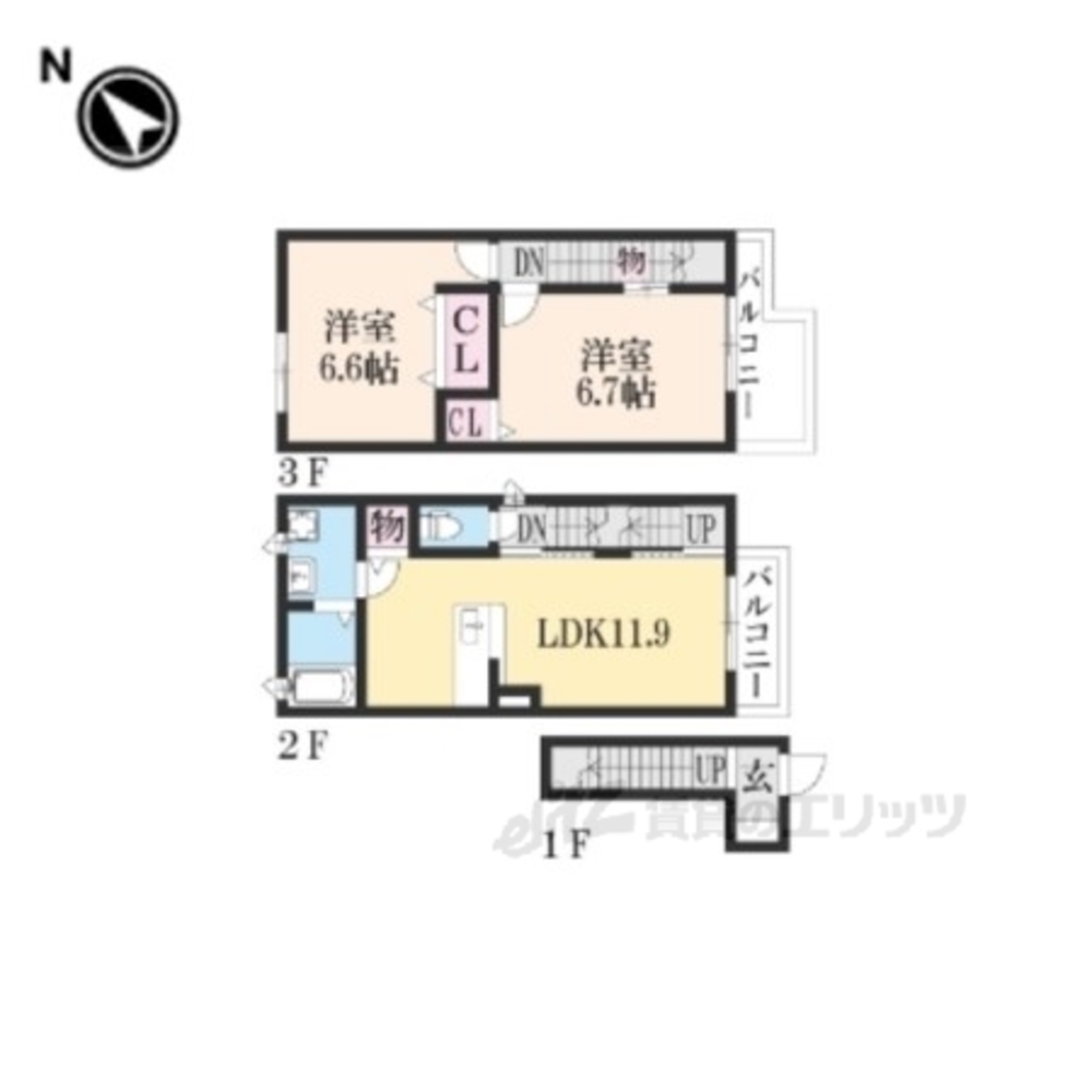 フィオーレシミズ 大阪府枚方市茄子作3丁目 (7.3万円／2LDK (洋室6.6 洋室6.7 LDK11.9)／65.64㎡)｜賃貸物件(賃貸マンション・アパート・一戸建て)の住宅情報・お ...