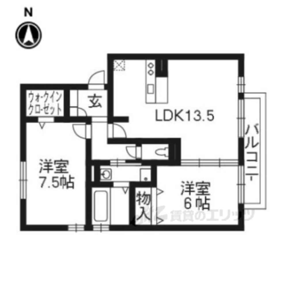 DouceFleur55 京都府乙訓郡大山崎町字円明寺 (8.8万円／2LDK (洋室6 洋室7.5 LDK13.5)／61.95㎡)｜賃貸物件(賃貸マンション・アパート・一戸建て)の住宅情報 ...