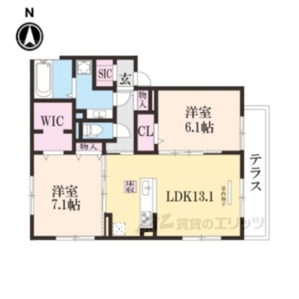 東海道本線（JR西日本） 山科駅 地上3階建て 築4年 京都府京都市山科区西野山百々町 (9.4万円／2LDK (洋室6.1 洋室7.1 LDK13.1)／65.05㎡)｜賃貸物件(賃貸 ...