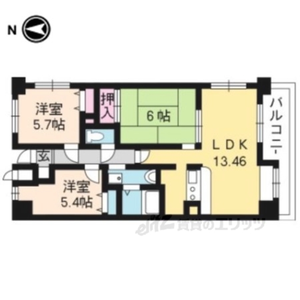 近鉄京都線 伊勢田駅 地上7階建て 築27年 京都府宇治市伊勢田町大谷 (7.9万円／3LDK (和室6 洋室5.4 洋室5.7 LDK13.4)／67.96㎡)｜賃貸物件(賃貸マンション ...