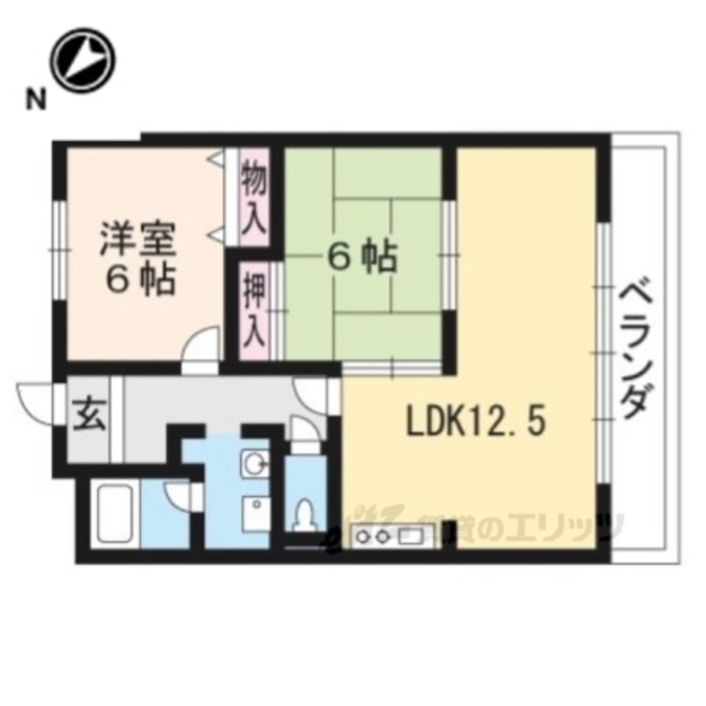 東海道本線（JR西日本） 草津駅 地上4階建て 築27年 滋賀県栗東市小柿7丁目 (6.6万円／2LDK (和室6 洋室6 LDK12.5)／56.7㎡)｜賃貸物件(賃貸マンション・アパート ...