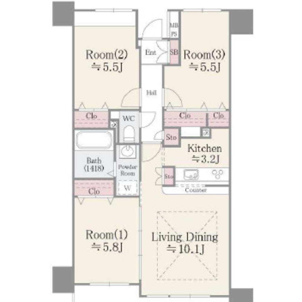 メゾン・シャルム 東京都江東区大島1丁目 (19.9万円／3LDK (洋室5.5 洋室5.5 洋室5.8 LDK13.3)／67.07㎡)｜賃貸物件(賃貸マンション・アパート・一戸建て)の住宅 ...