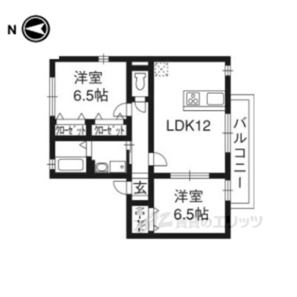 シャルマン 京都府京都市左京区岩倉村松町 (8.3万円／2LDK (洋室6.5 洋室6.5 LDK12)／58.09㎡)｜賃貸物件(賃貸マンション・アパート・一戸建て)の住宅情報・お部屋探し ...