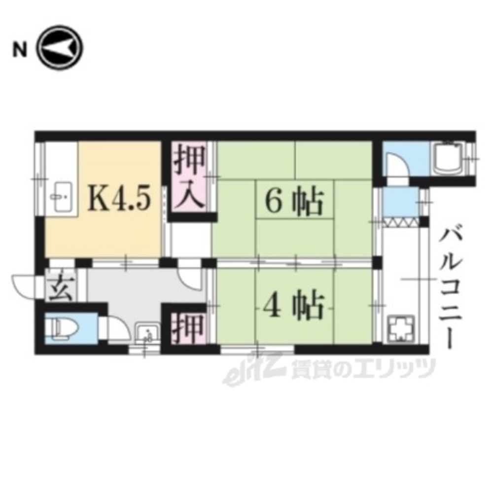 第一北原ハイツ 京都府京都市右京区太秦八反田町 (5万円／2DK (和室4 和室6 K4.5)／34.83㎡)｜賃貸物件(賃貸マンション・アパート・一戸建て)の住宅情報・お部屋探しなら ...