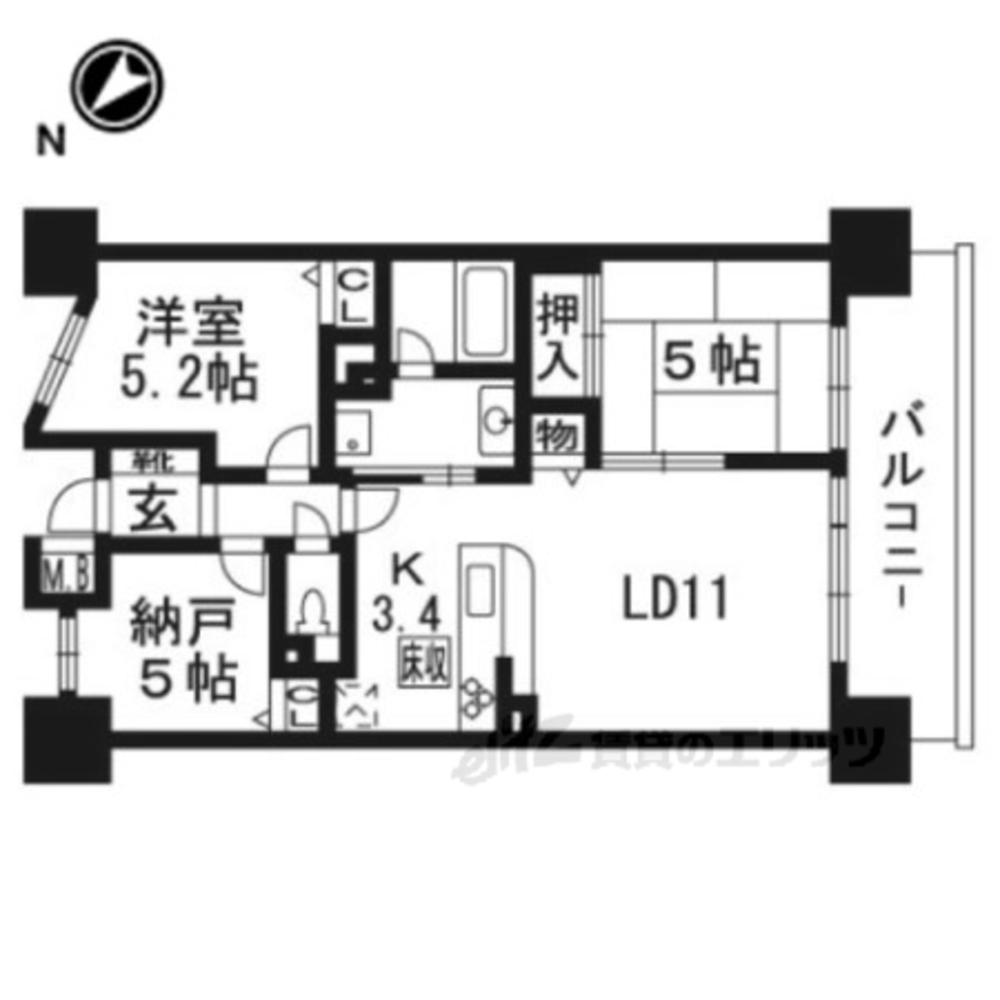 パデシオン六地蔵ザ・タワーレジデンス810 京都府宇治市六地蔵奈良町 (13万円／3LDK (和室5 洋室5 洋室5.2 LD11 K3.4)／66.78㎡)｜賃貸物件(賃貸マンション ...