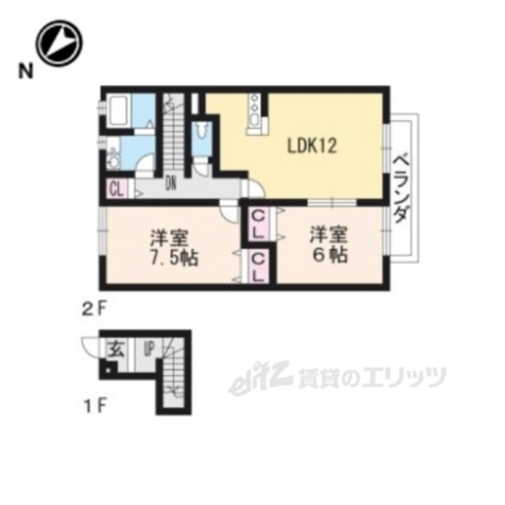 東海道本線（JR西日本） 守山駅 地上2階建て 築17年 滋賀県守山市下之郷2丁目 (6.8万円／2LDK (洋室6 洋室7.5 LDK12)／64.91㎡)｜賃貸物件(賃貸マンション ...