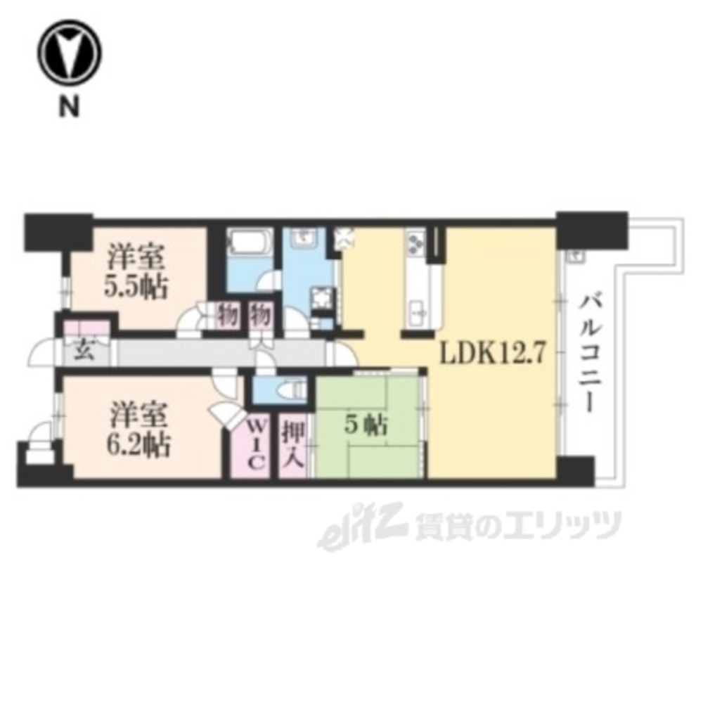 東海道本線（JR西日本） 南草津駅 地上15階建て 築16年 滋賀県草津市南草津1丁目 (15万円／3LDK (和室5 洋室5.5 洋室6.2 LDK12.7)／75.33㎡)｜賃貸物件(賃貸 ...