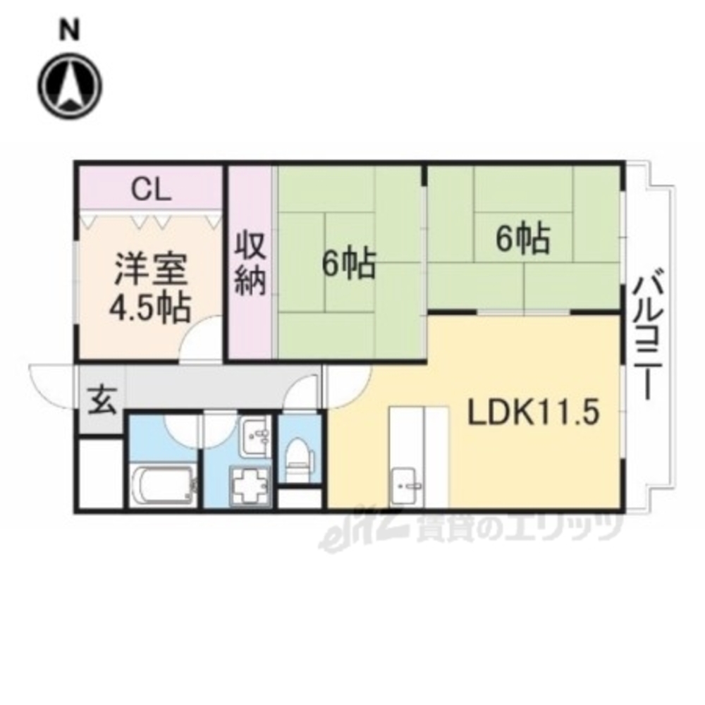 グランドールK 大阪府東大阪市楠根3丁目 (7.9万円／3LDK (和室4.5 和室6 和室6 LDK11.5)／65.22㎡)｜賃貸物件(賃貸マンション・アパート・一戸建て)の住宅情報・お ...