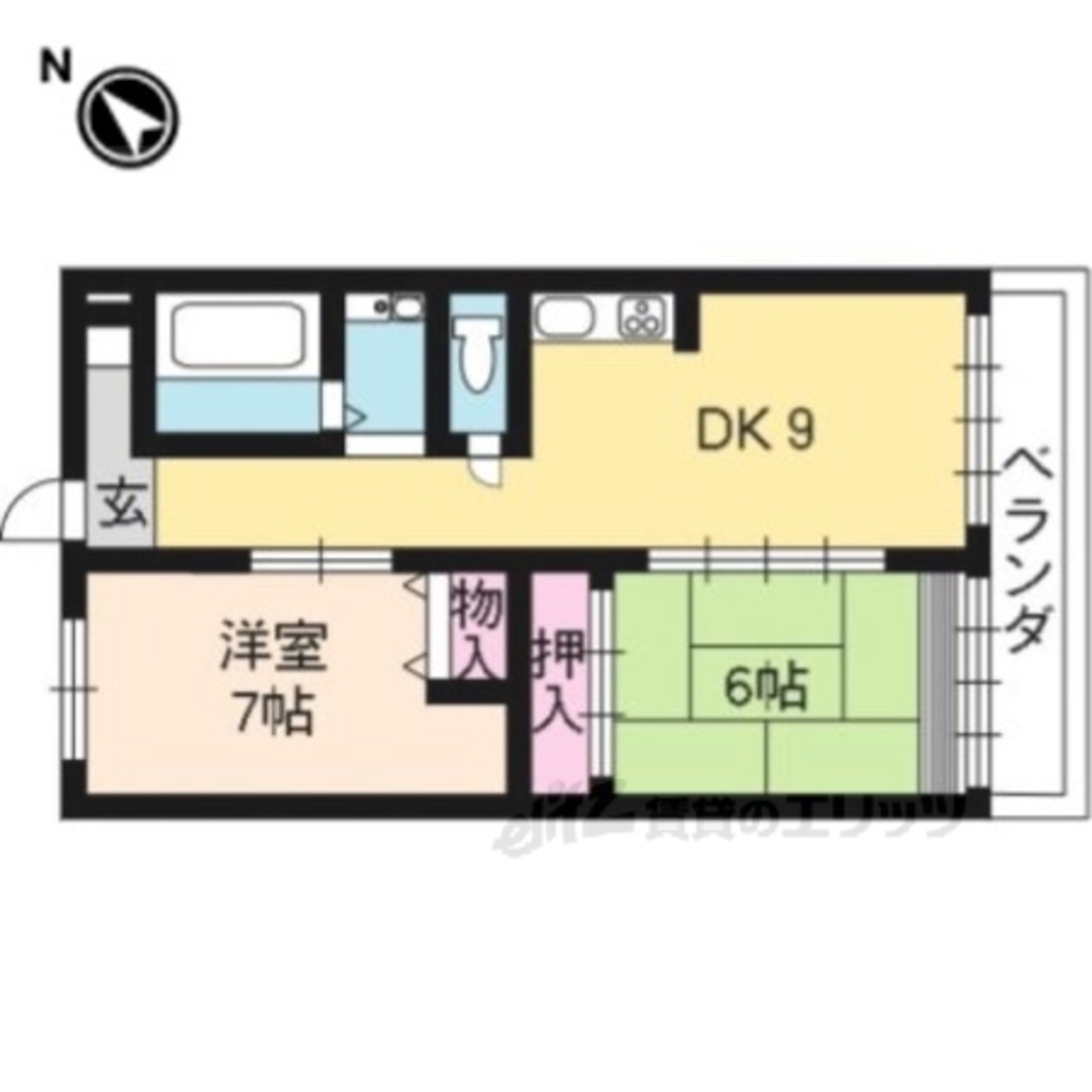 東海道本線（JR西日本） 瀬田駅 地上9階建て 築34年 滋賀県大津市大萱1丁目 (5.8万円／2LDK (和室6 洋室7 DK9)／56㎡)｜賃貸物件(賃貸マンション・アパート・一戸建て)の ...