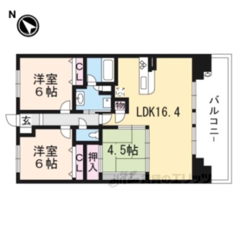 エスリード栗東駅前パーク907 滋賀県栗東市綣3丁目 (13万円／3LDK (和室4.5 洋室6 洋室6 LDK16.4)／71.4㎡)｜賃貸物件(賃貸マンション・アパート・一戸建て)の住宅 ...