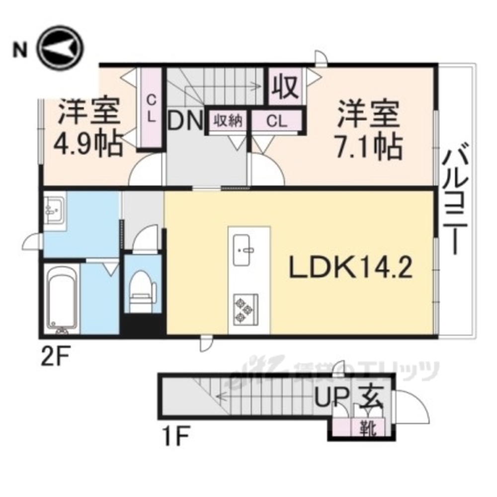 シャーメゾン上鳥羽 京都府京都市南区上鳥羽北村山町 (11.4万円／2LDK (洋室4.9 洋室7.1 LDK14.2)／62.27㎡)｜賃貸物件(賃貸マンション・アパート・一戸建て)の住宅 ...