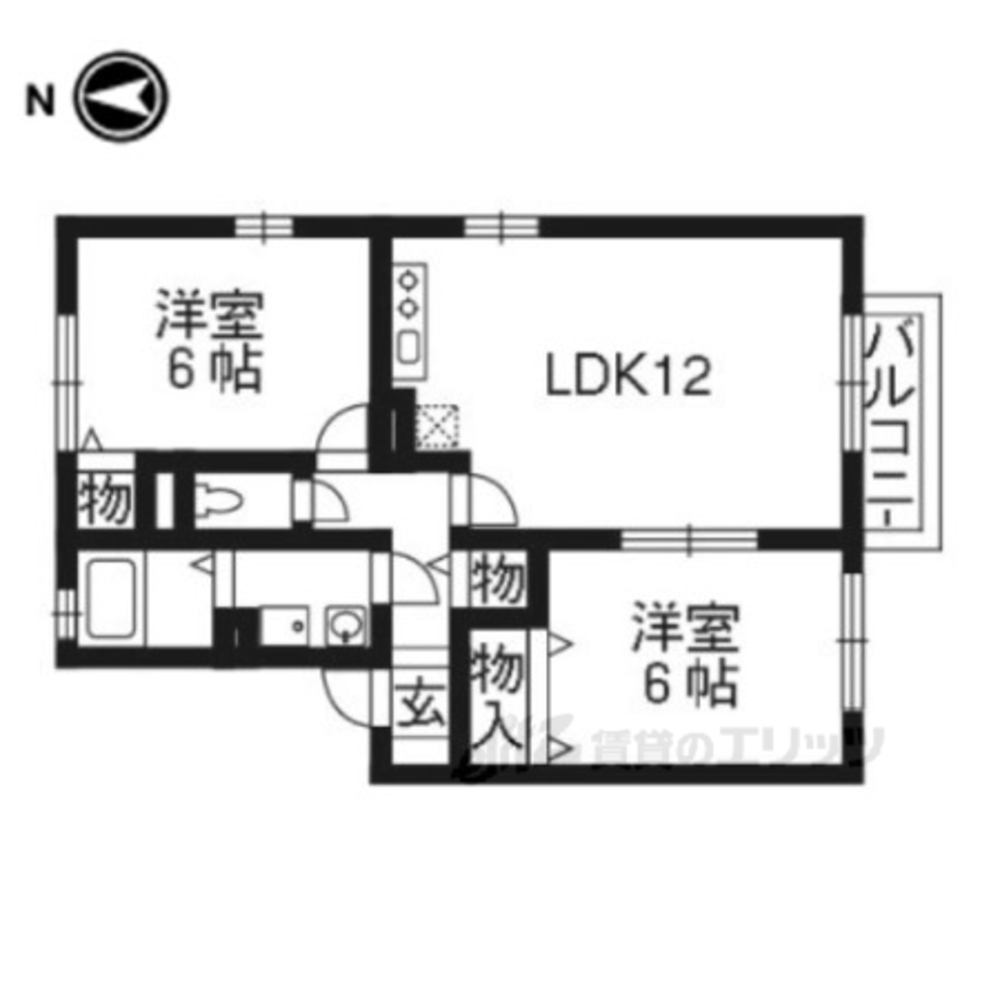 ロイヤル倉治B棟 大阪府交野市倉治3丁目 (7万円／2LDK (洋室6 洋室6 LDK12)／53.74㎡)｜賃貸物件(賃貸マンション・アパート・一戸建て)の住宅情報・お部屋探しならYahoo!不動産