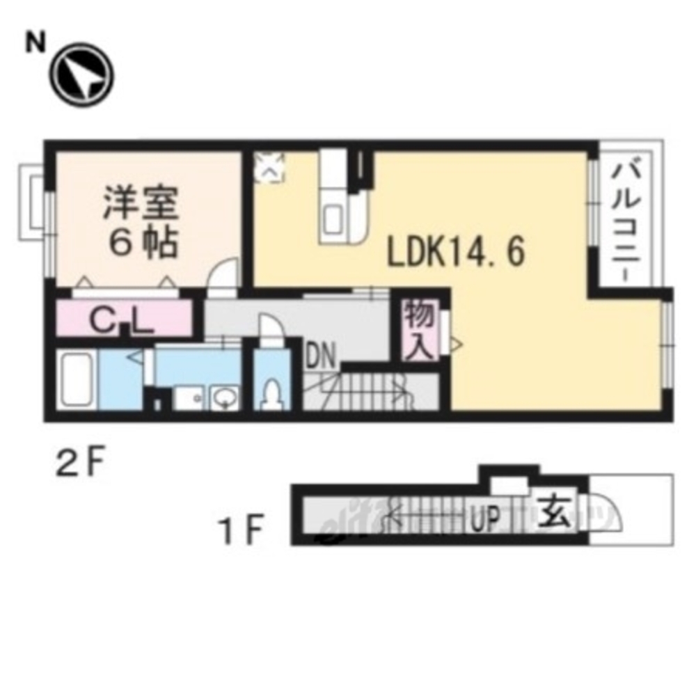 東海道本線（JR西日本） 近江八幡駅 地上2階建て 築9年 滋賀県近江八幡市仲屋町上 (6.6万円／1LDK (洋室6 LDK14.6)／53.57㎡)｜賃貸物件(賃貸マンション・アパート ...