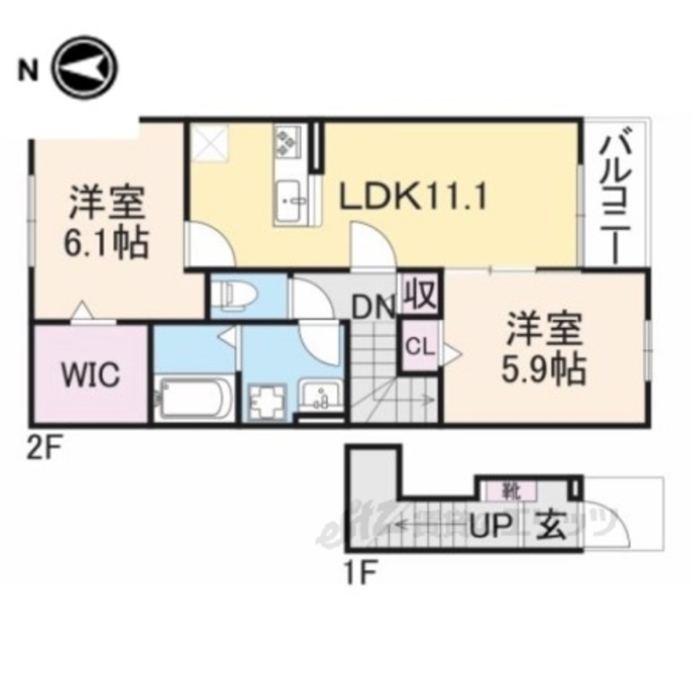 近鉄南大阪線 当麻寺駅 地上2階建て 築2年 奈良県葛城市勝根 (6.9万円／2LDK (洋室5.9 洋室6.1 LDK11.1)／58.64㎡)｜賃貸物件(賃貸マンション・アパート・一戸建て ...