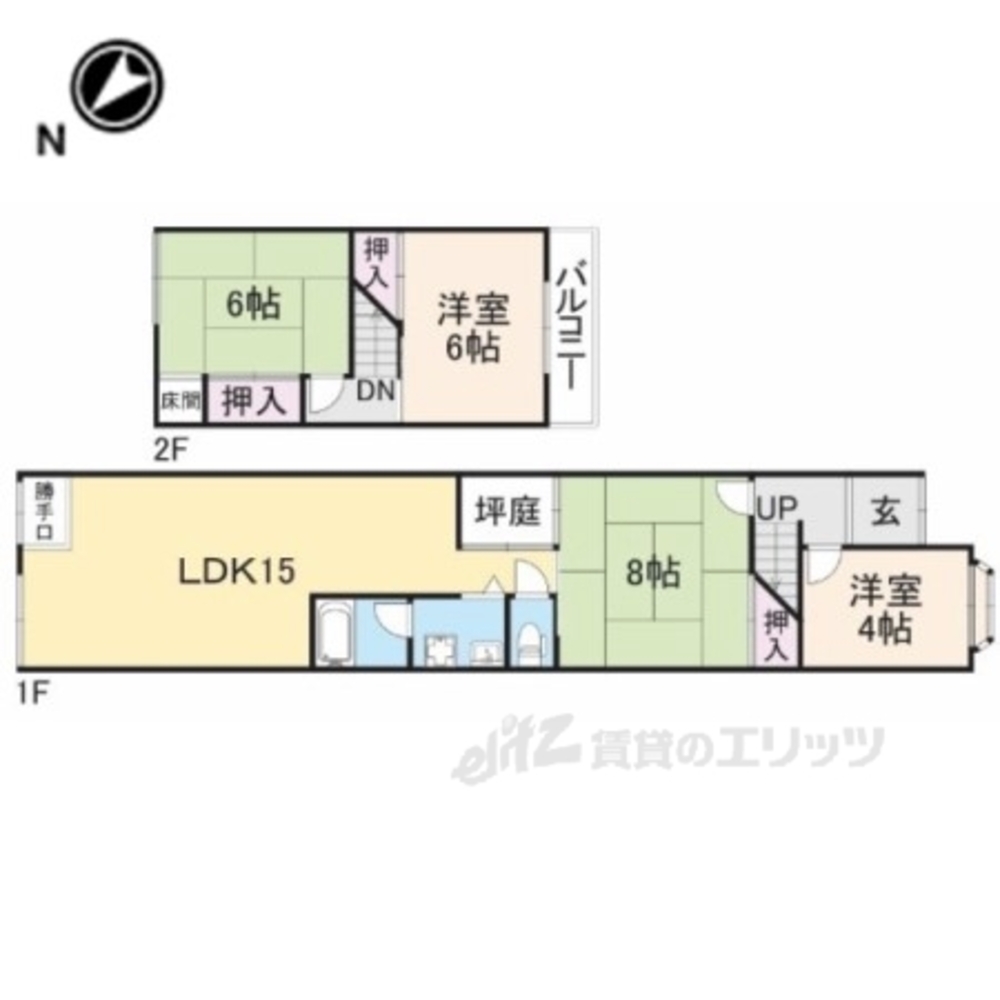 関西本線（JR西日本） 王寺駅 地上2階建て 築34年 奈良県北葛城郡王寺町舟戸1丁目 (6.3万円／4LDK (和室6 和室8 洋室4 洋室6 LDK15)／83.73㎡)｜賃貸物件(賃貸 ...