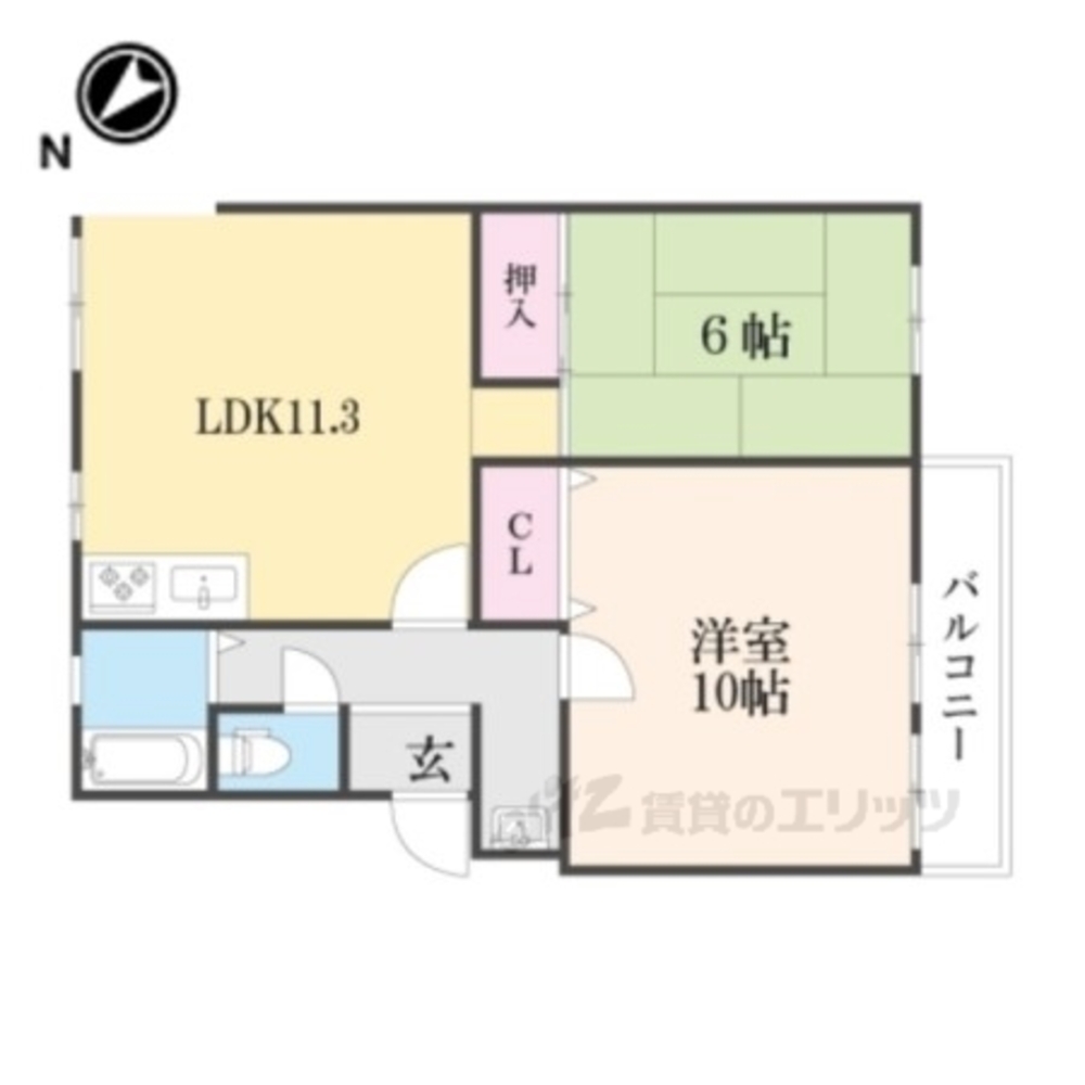 京都市営地下鉄東西線 醍醐駅 地上5階建て 築56年 京都府京都市伏見区醍醐構口町 (6.3万円／2LDK (和室6 洋室10 LDK11.3)／58.73㎡)｜賃貸物件(賃貸マンション ...