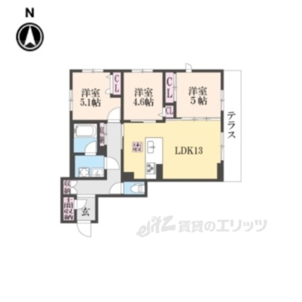 シャーメゾングラン西京極 京都府京都市右京区西京極郡醍醐田町 (13.9万円／3LDK (洋室4.6 洋室5 洋室5.1 LDK13)／67.85㎡)｜賃貸物件(賃貸マンション・アパート・一戸 ...