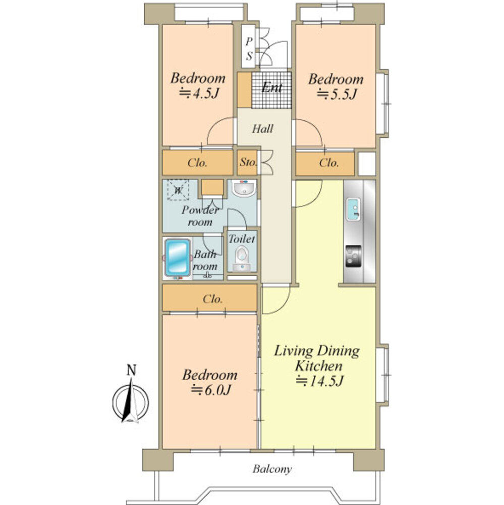 品川八潮パークタウン潮路北第一ハイツ68号棟 東京都品川区八潮5丁目 (16万円／3LDK (洋室4.5 洋室5.5 洋室6 LDK14.5)／78.31㎡)｜賃貸物件(賃貸マンション ...