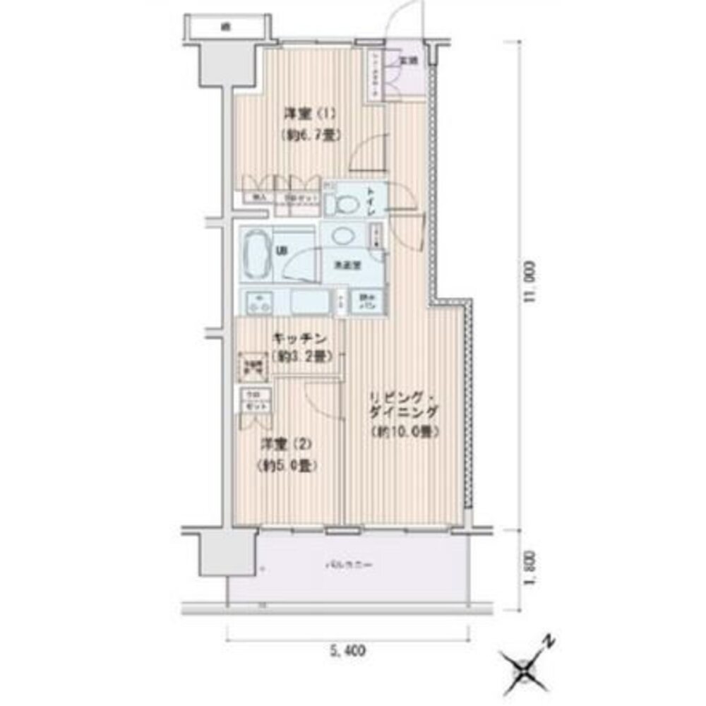 東京メトロ有楽町線 豊洲駅 地上14階建て 築18年 東京都江東区豊洲3丁目 (24.8万円／2LDK (洋室5 洋室6.7 LDK13.2)／54.71㎡)｜賃貸物件(賃貸マンション ...