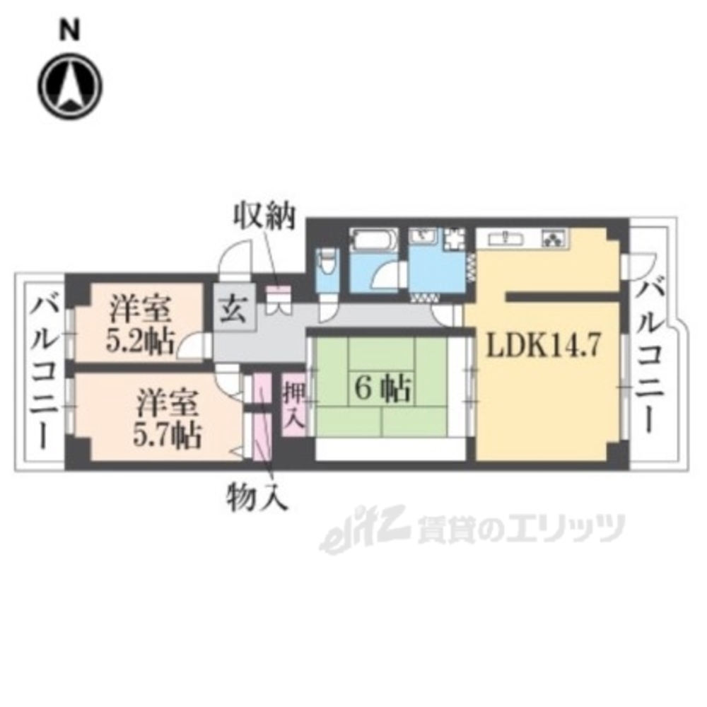 橿原神宮前スカイハイツ 奈良県橿原市見瀬町 (9.7万円／3LDK (和室6 洋室5.2 洋室5.7 LDK14.7)／75.9㎡)｜賃貸物件(賃貸マンション・アパート・一戸建て)の住宅情報 ...