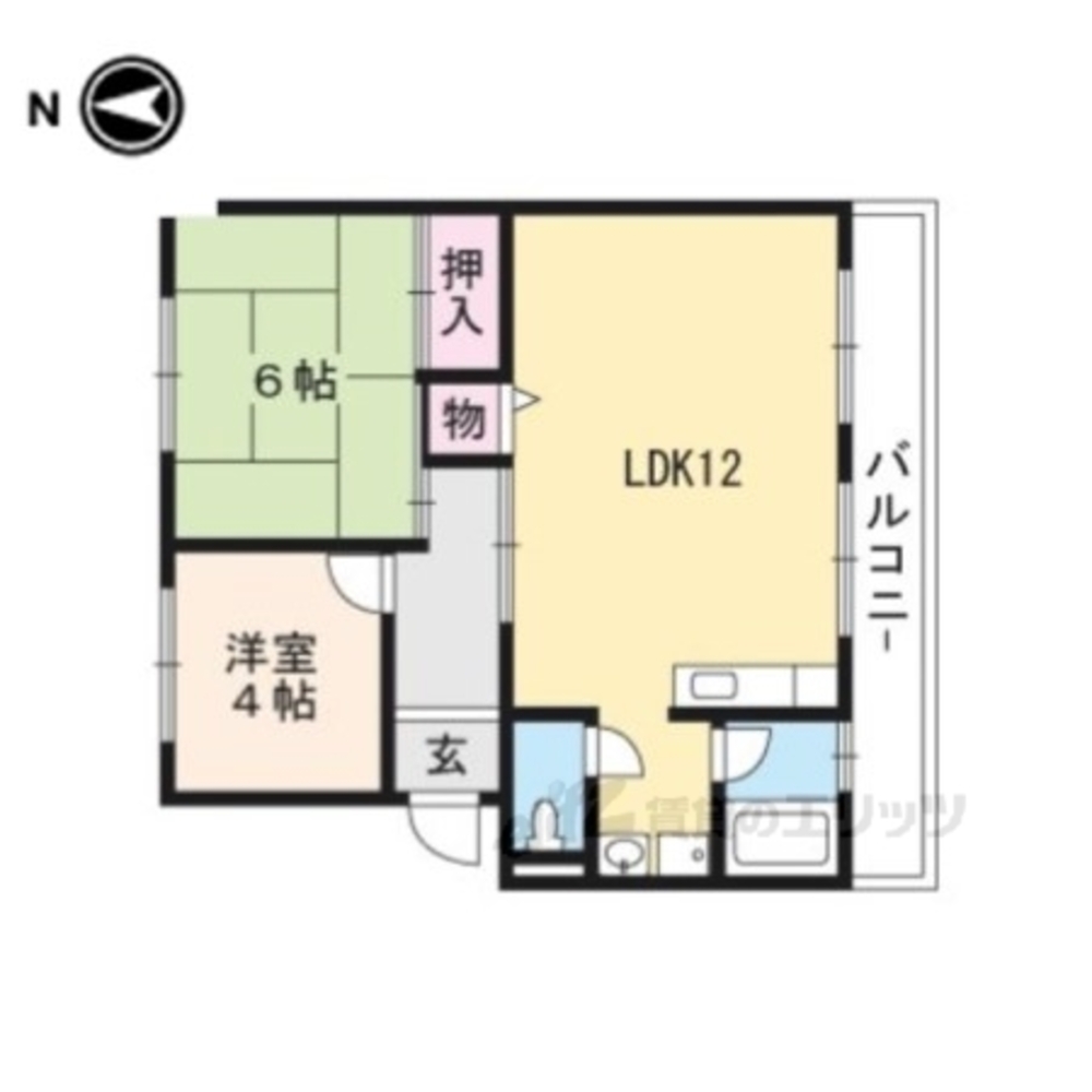 東海道本線（JR西日本） 守山駅 地上3階建て 築46年 滋賀県栗東市林 (5.6万円／2LDK (和室6 洋室4.5 LDK12)／50.81㎡)｜賃貸物件(賃貸マンション・アパート・一戸 ...