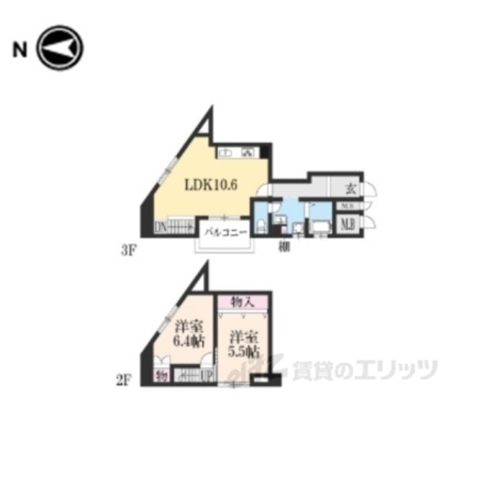 デラシオン御室 京都府京都市右京区御室竪町 (7.8万円／2LDK (洋室5.5 洋室6.4 LDK10.6)／66.68㎡)｜賃貸物件(賃貸マンション・アパート・一戸建て)の住宅情報・お ...