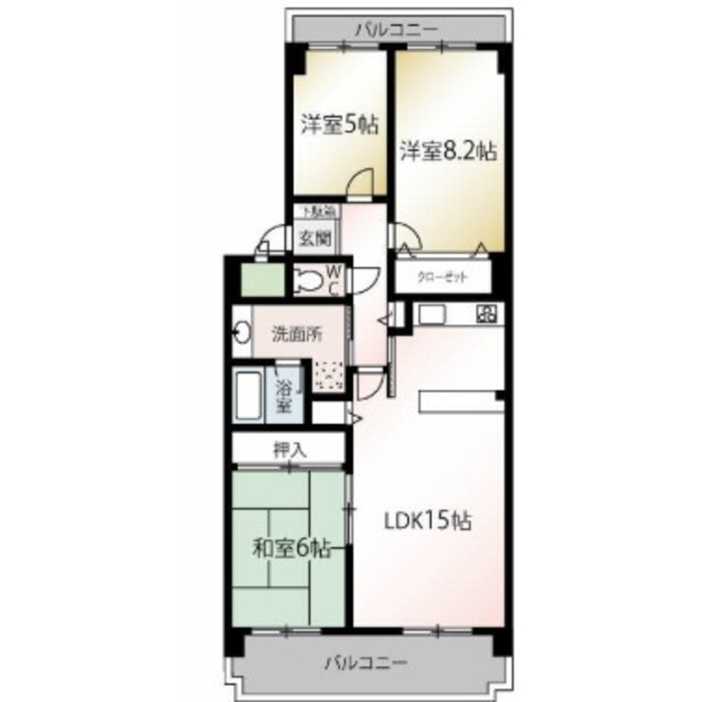 グレンハイツあざみ野 神奈川県横浜市青葉区荏田町 (11.8万円／3LDK (和室6 洋室5 洋室8.2 LDK15)／77.57㎡)｜賃貸物件(賃貸マンション・アパート・一戸建て)の住宅情報 ...
