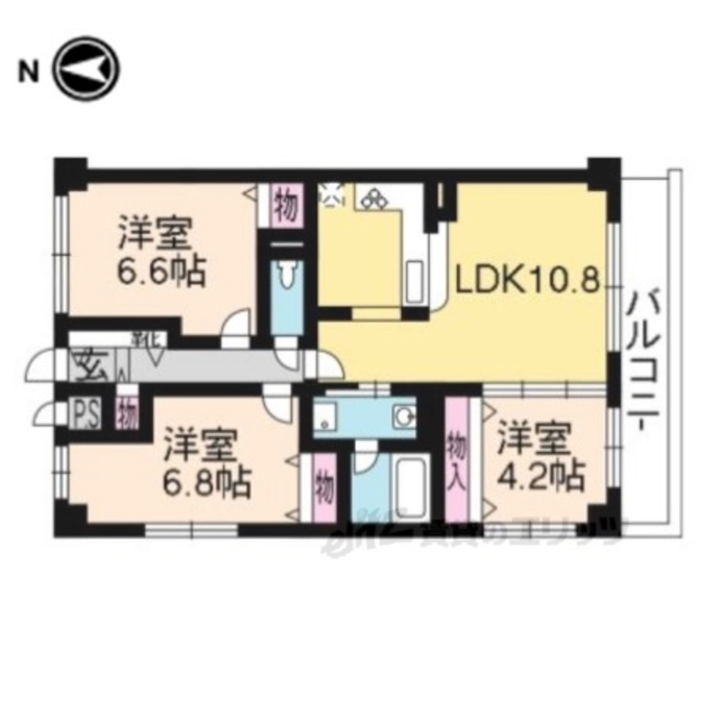 京福電気鉄道北野線 常盤駅 地上5階建て 築15年 京都府京都市右京区常盤仲之町 (11.6万円／3LDK (洋室4.2 洋室6.6 洋室6.8 LDK10.8)／70.4㎡)｜賃貸物件(賃貸 ...