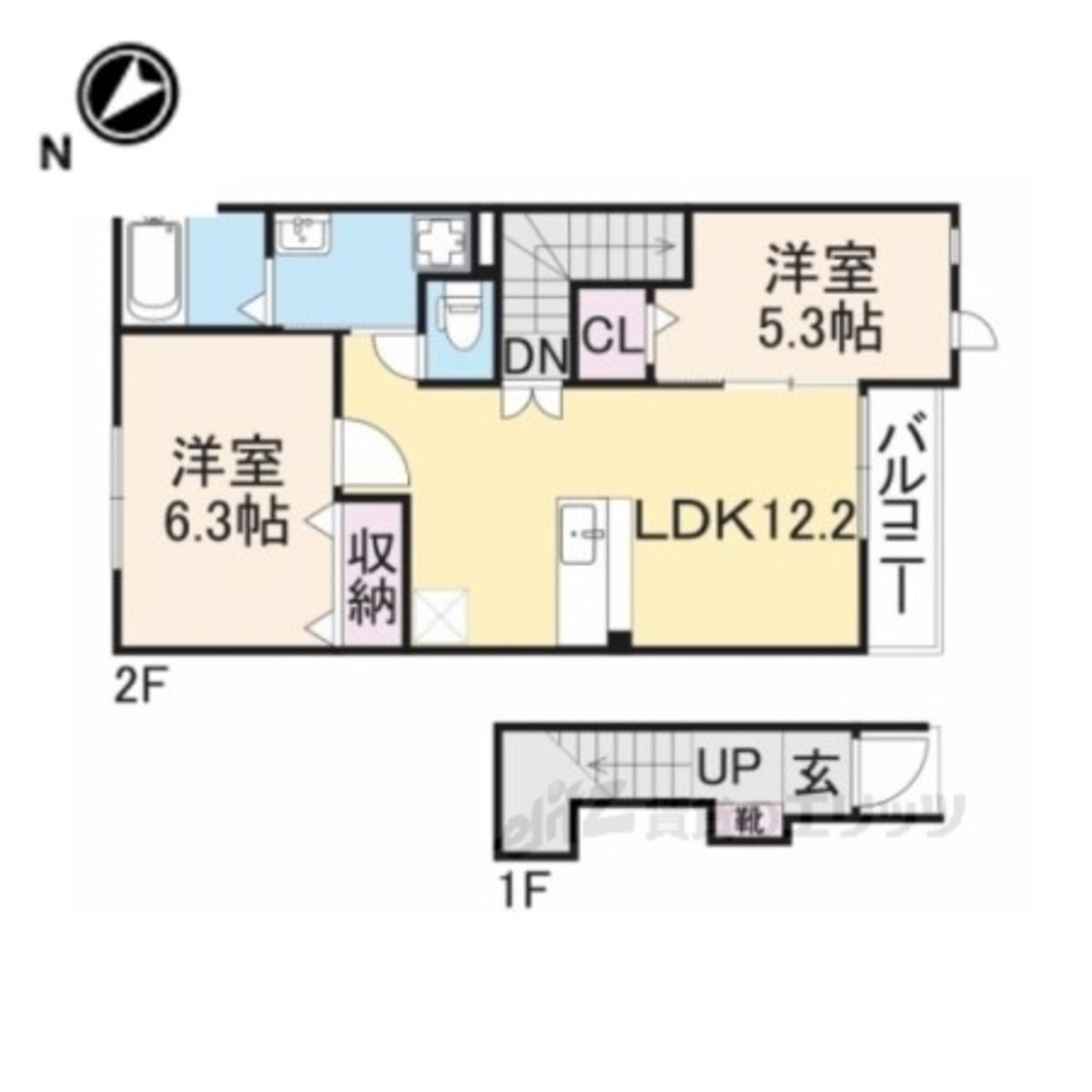 東海道本線（JR西日本） 南彦根駅 地上2階建て 築1年未満 滋賀県彦根市平田町 (7.5万円／2LDK (洋室5.3 洋室6.3 LDK12.2)／57.84㎡)｜賃貸物件(賃貸マンション ...
