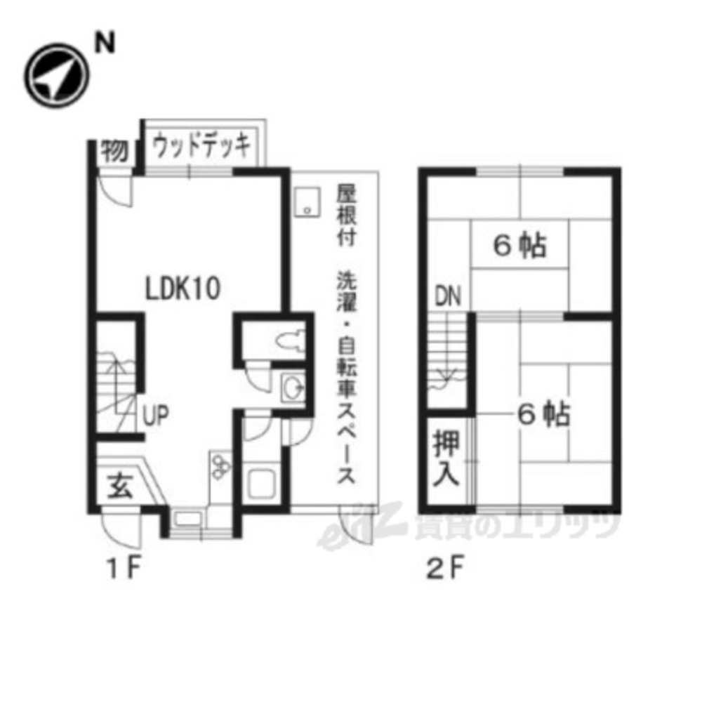 東海道本線（JR西日本） 南草津駅 地上2階建て 築46年 滋賀県草津市野路2丁目 (6万円／2LDK (和室6 和室6 LDK10)／46.05㎡)｜賃貸物件(賃貸マンション・アパート・一戸 ...