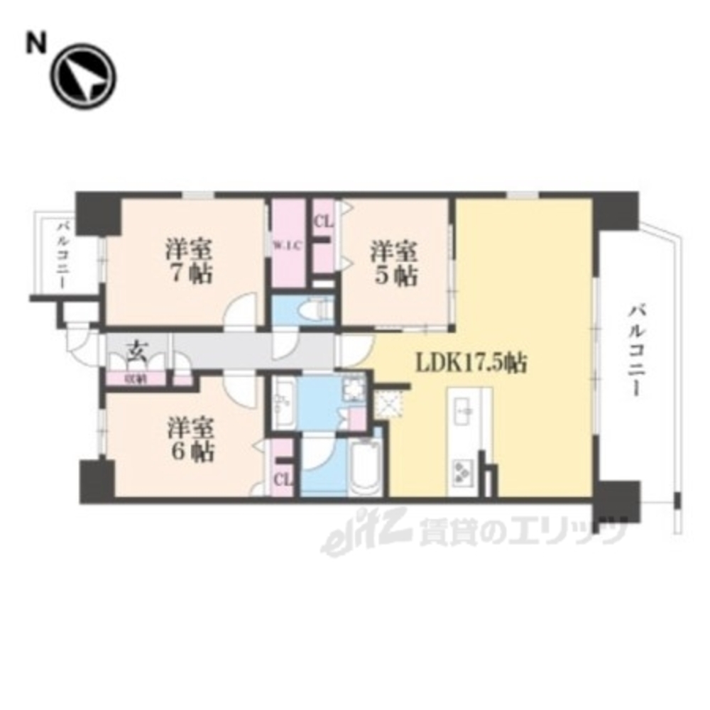 エスリード生駒ザ・レジデンス 奈良県生駒市元町1丁目 (16.3万円／3LDK (洋室5 洋室6 洋室7 LDK17.5)／75.6㎡)｜賃貸物件(賃貸マンション・アパート・一戸建て)の住宅 ...