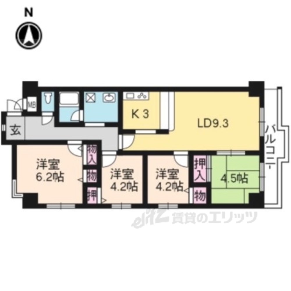 京阪宇治線 木幡駅 地上7階建て 築31年 京都府宇治市木幡西浦 (8.6万円／4LDK (和室4.5 洋室4.2 洋室4.2 洋室6.2 他)／70.89㎡)｜賃貸物件(賃貸マンション ...