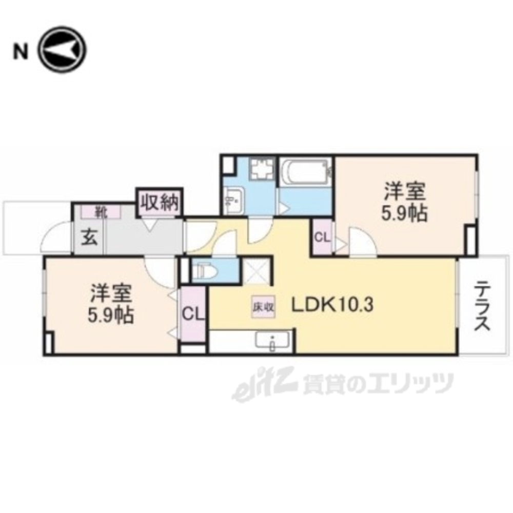 近鉄天理線 天理駅 地上2階建て 築11年 奈良県天理市田部町 (6.85万円／2LDK (洋室5.9 洋室5.9 LDK10.3)／53.22㎡)｜賃貸物件(賃貸マンション・アパート・一戸 ...