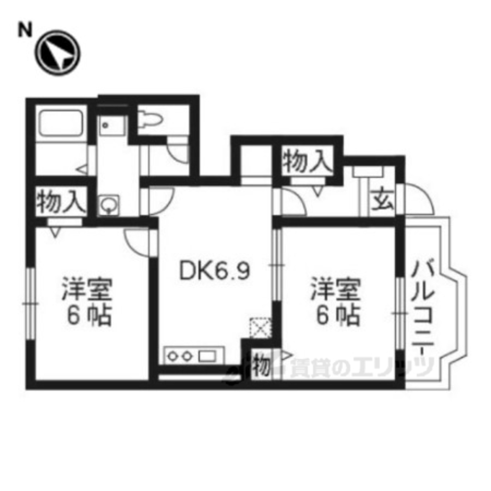 フローリッシュガーデン2 滋賀県草津市東草津2丁目 (6.2万円／2DK (洋室6 洋室6 DK6.9)／46.22㎡)｜賃貸物件(賃貸マンション・アパート・一戸建て)の住宅情報・お部屋探し ...
