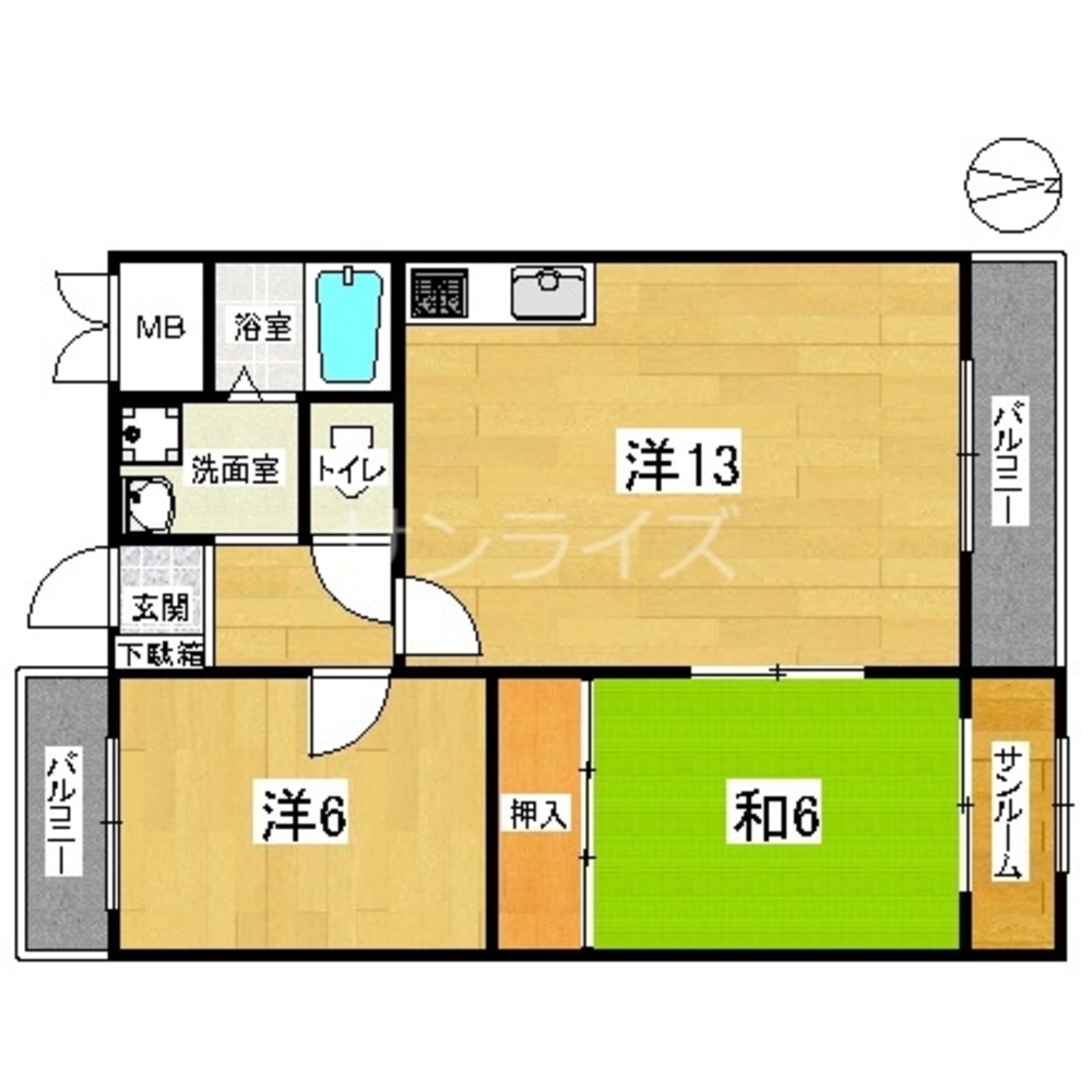 アーバン北田 大阪府大阪市生野区新今里3丁目 (7.1万円／2LDK (和室6 洋室6 LDK13)／55.7㎡)｜賃貸物件(賃貸マンション・アパート・一戸建て)の住宅情報・お部屋探しなら ...