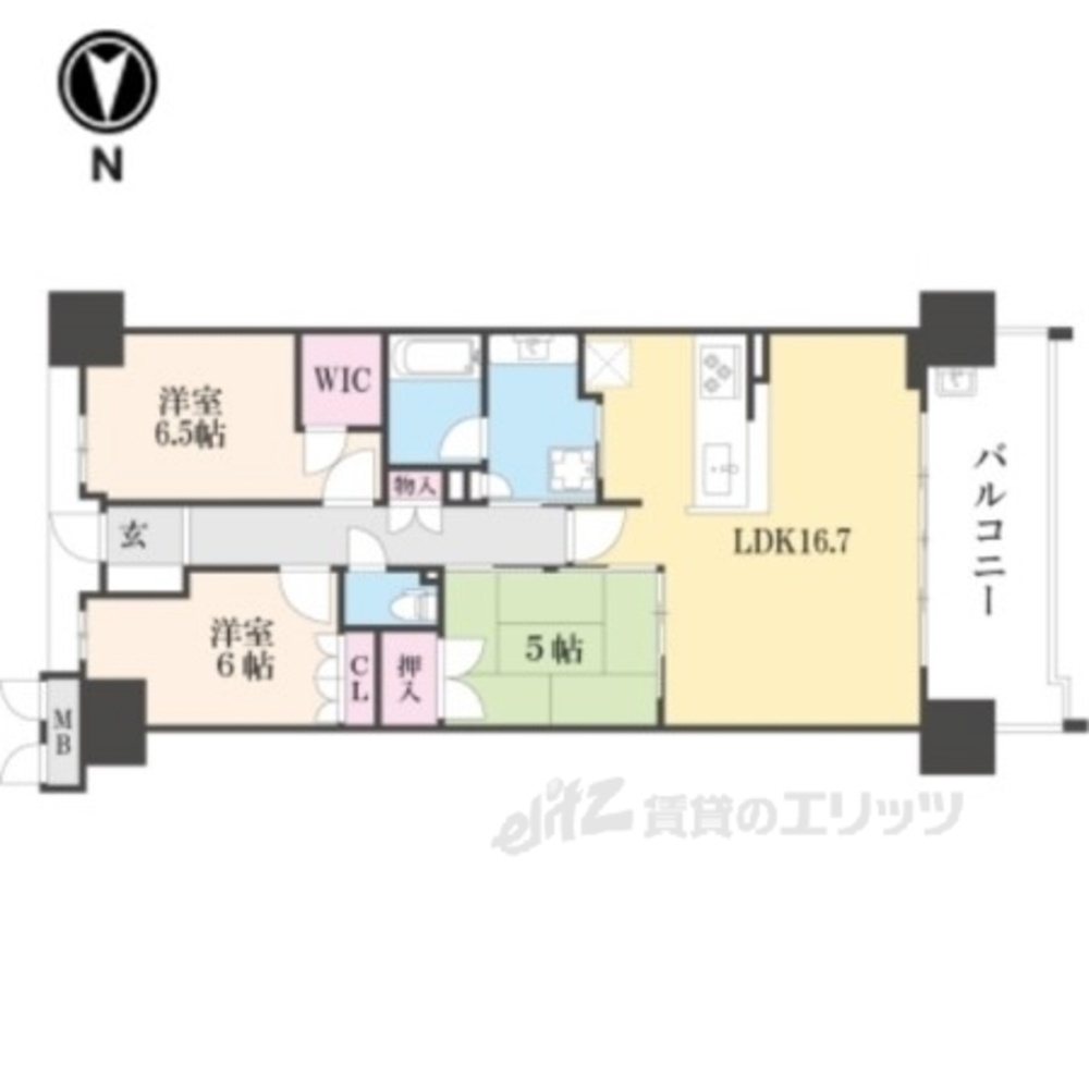 東海道本線（JR西日本） 桂川駅 地上15階建て 築10年 京都府京都市南区久世高田町 (18万円／3LDK (和室5 洋室6 洋室6.5 LDK16.7)／73.74㎡)｜賃貸物件(賃貸 ...
