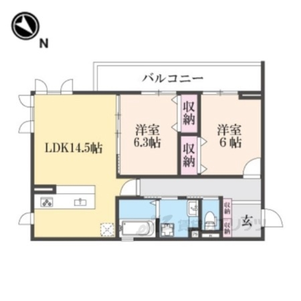 GRANDIR 滋賀県守山市勝部1丁目 (13万円／2LDK (洋室6 洋室6.3 LDK14.5)／64.61㎡)｜賃貸物件(賃貸マンション・アパート・一戸建て)の住宅情報・お部屋探しなら ...