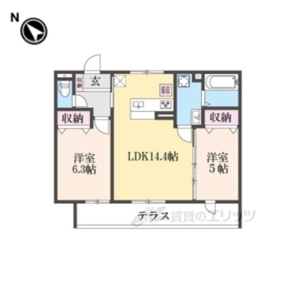 GRANDIR 滋賀県守山市勝部1丁目 (12.75万円／2LDK (洋室5 洋室6.3 LDK14.4)／58.76㎡)｜賃貸物件(賃貸マンション・アパート・一戸建て)の住宅情報・お部屋探し ...