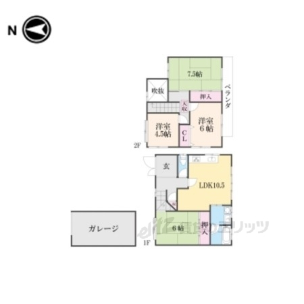 奈良線 JR藤森駅 地上2階建て 築30年 京都府京都市伏見区深草大亀谷八島町 (12万円／4LDK (和室6 和室7.5 洋室4.5 洋室6 LDK10.5)／81.81㎡)｜賃貸物件(賃貸 ...