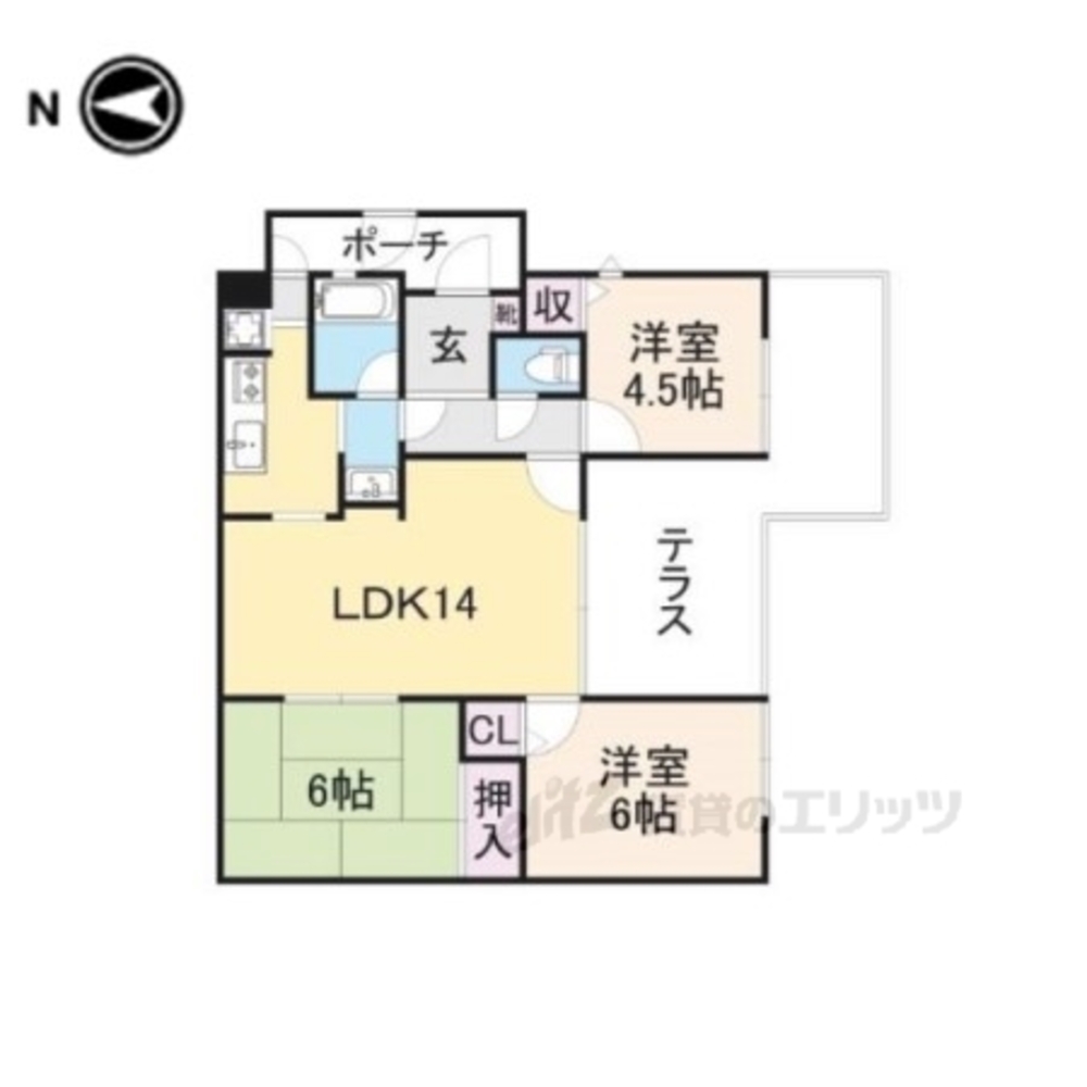 サンコスモ生駒 奈良県生駒市北新町 (6.5万円／3LDK (和室6 洋室4.5 洋室6 LDK14)／62.64㎡)｜賃貸物件(賃貸マンション・アパート・一戸建て)の住宅情報・お部屋探しなら ...