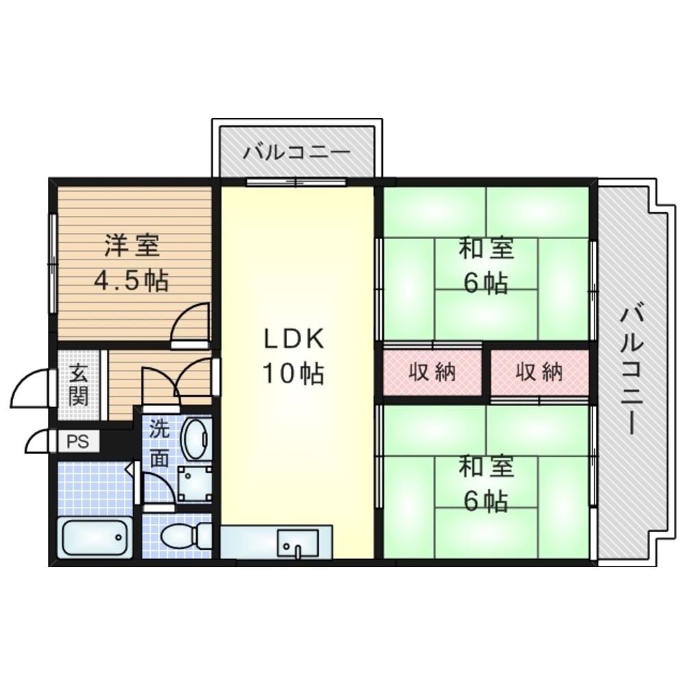 メゾン五月が丘 大阪府吹田市五月が丘西 (7.2万円／3LDK (和室6 和室6 洋室4.5 LDK10)／60.77㎡)｜賃貸物件(賃貸マンション・アパート・一戸建て)の住宅情報・お部屋探し ...