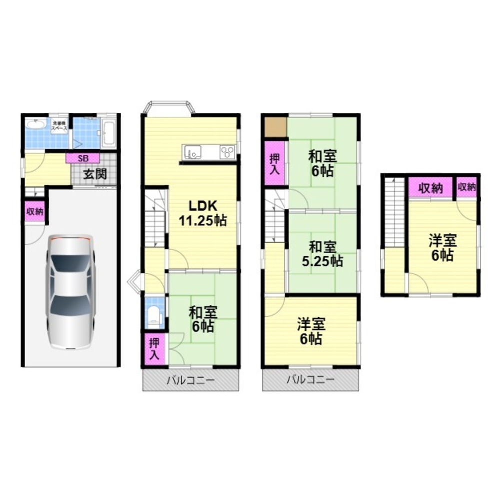 三箇2丁目貸家 大阪府大東市三箇2丁目 (9.5万円／5LDK (和室5.2 和室6 和室6 洋室6 洋室6 LDK11.2)／118.3㎡)｜賃貸物件(賃貸マンション・アパート・一戸建て)の ...