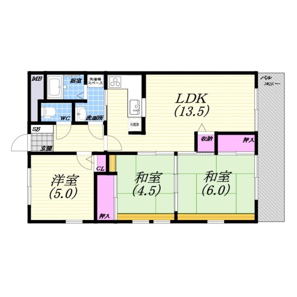 ラフォーレ夙川(神楽町) 兵庫県西宮市神楽町 (10.5万円／3LDK (和室4.5 和室6 洋室5 LDK13)／68.9㎡)｜賃貸物件(賃貸マンション・アパート・一戸建て)の住宅情報・お ...