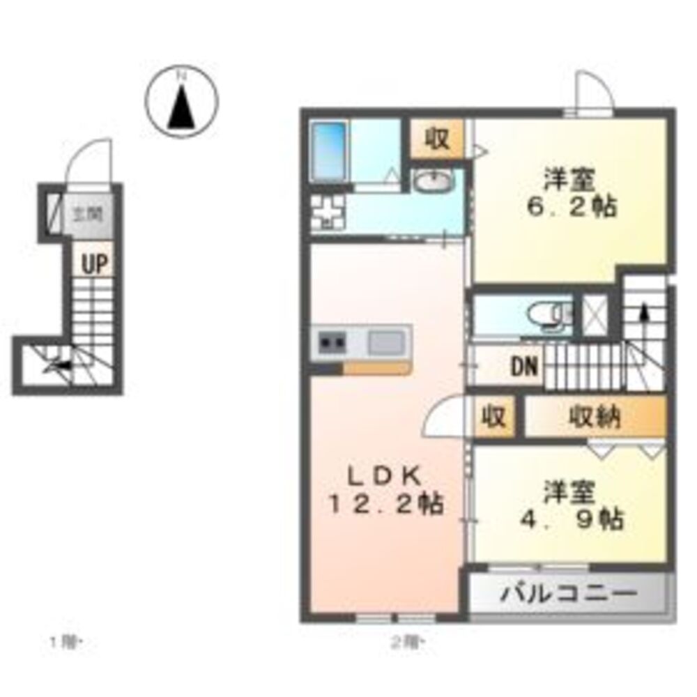Maison raffine II 熊本県菊池郡菊陽町大字原水 (6.5万円／2LDK (洋室4.9 洋室6.2 LDK12.3)／53.4㎡)｜賃貸物件(賃貸マンション・アパート・一戸建て ...