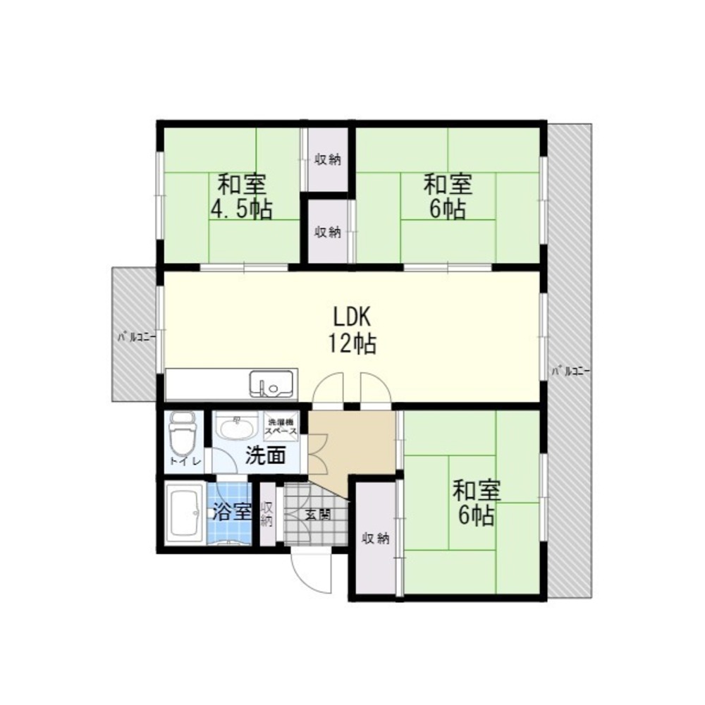 陽和台第4住宅6号棟 大阪府茨木市山手台4丁目 (6.5万円／3LDK (和室4.5 和室6 和室6 LDK12)／66.63㎡)｜賃貸物件(賃貸マンション・アパート・一戸建て)の住宅情報・お ...