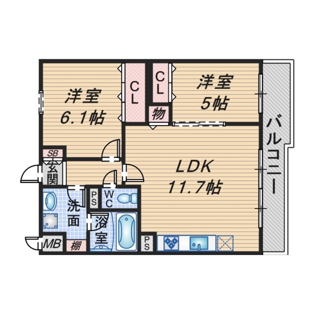 メゾン・ハナミズキ豊中 大阪府豊中市二葉町1丁目 (9.75万円／2LDK (洋室5 洋室6.1 LDK11.7)／53.44㎡)｜賃貸物件(賃貸マンション・アパート・一戸建て)の住宅情報・お ...